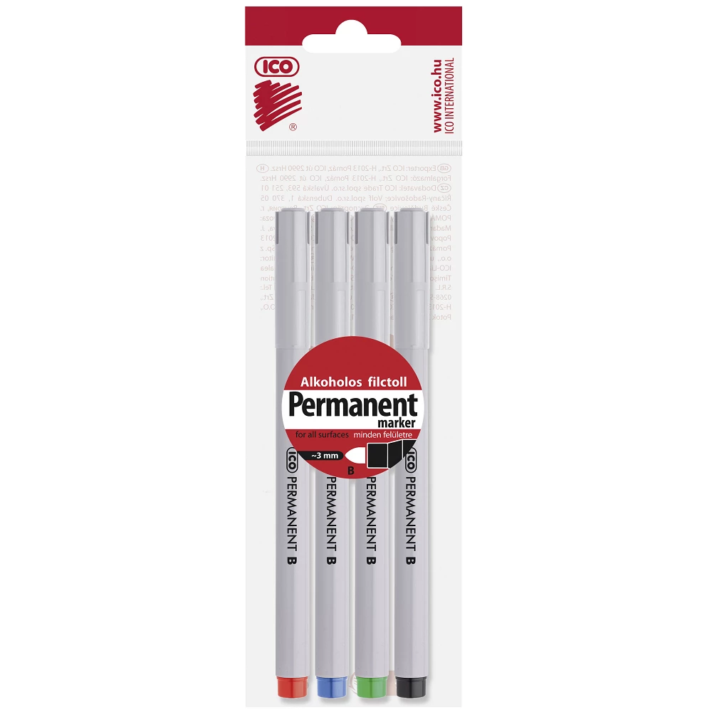 Alkoholos filc készlet 4db-os ICO Permanent B 2-3mm hegy - Wondex Kft ...