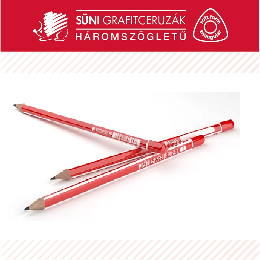 Ceruza ICO SÜNI háromszögű, HB grafit piros-fehér csíkos test 1db ...