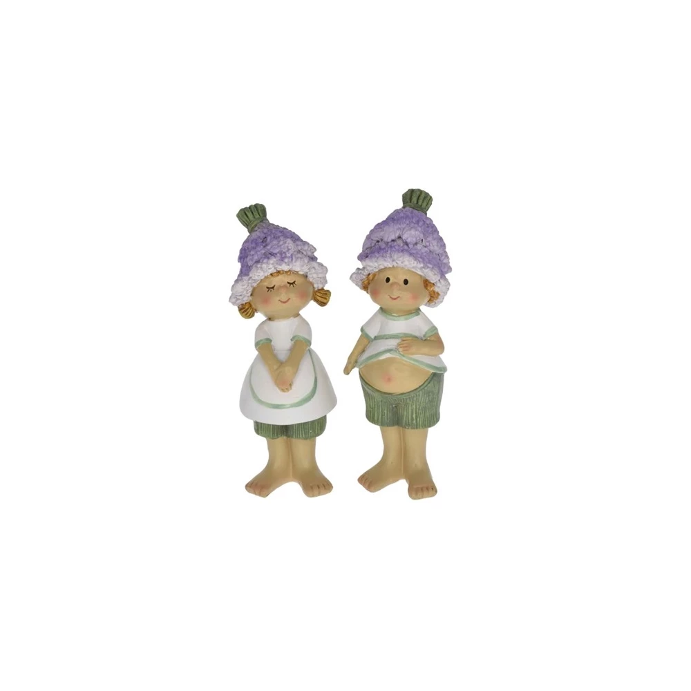 Dekoráció gyerek fiú,lány virágsapkában álló poly 4x4x12cm zöld,fehér ...