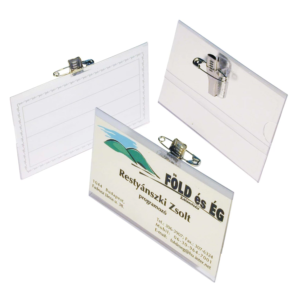 Névkitűző BLUERING biztosítótűvel és csiptetővel, 57 x 89 mm - Wondex Kft - Irodaszer, Papír ...