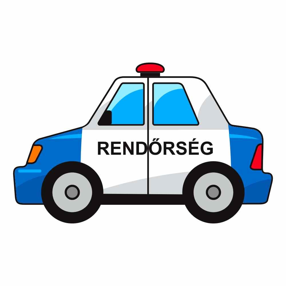 Óvodai címke, öntapadó matrica A/5 méretben 35+12 jel rendőrautó ...