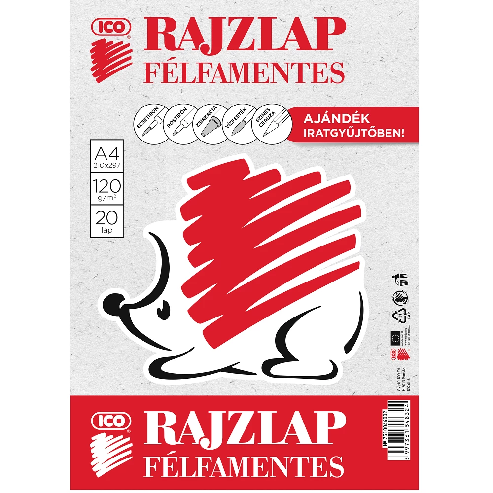 Rajzlap A/4 félfamentes 20db/csomag SÜNI mappában 120gr lapok - Wondex ...